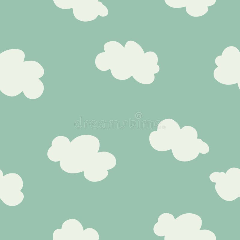 White Clouds on Blue Sky Seamless Pattern. Contemporary Minimal Repeat ...