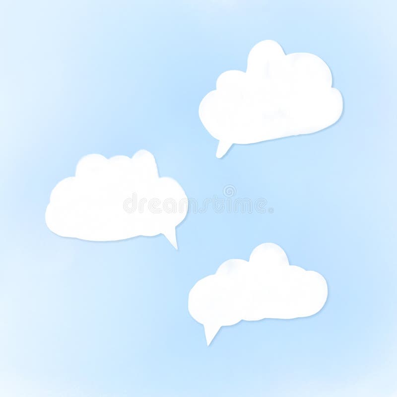 White Clouds on Blue Sky Text Box Bubbles Conversation Stock ...