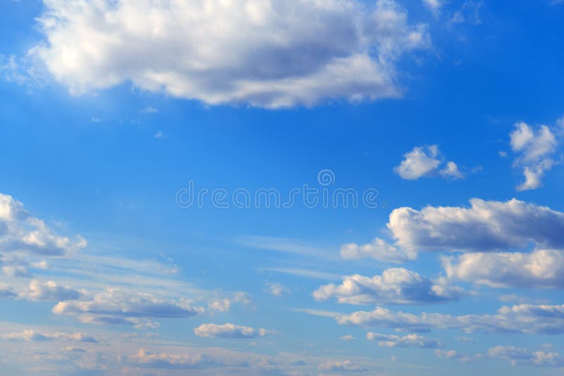 White Clouds on a Calm Blue Sky, Cloudscape Copy Space for Text Stock ...