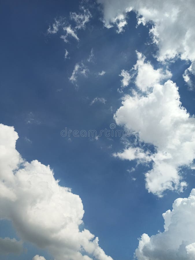 White Clouds that Clump in the Blue and Bright Sky Stock Image - Image ...