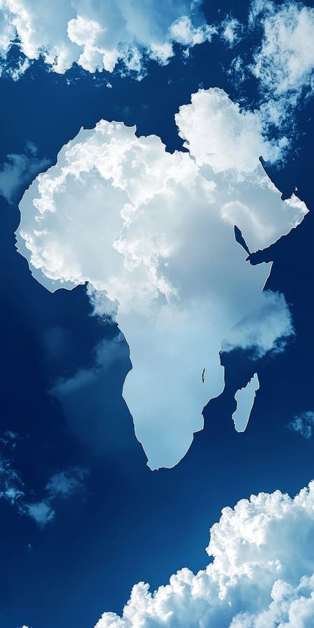 White Clouds Forming the Shape of the African Continent Drift Across a ...