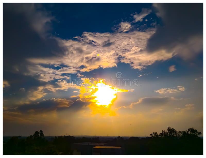 White Clouds with Golden Sun Light and Golden Lights Jpg Stock Image ...