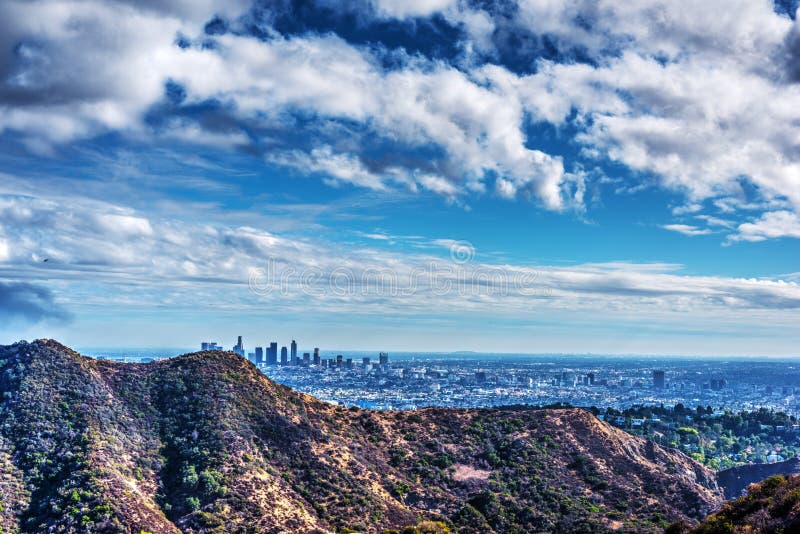 White Clouds Over Los Angeles Stock Image - Image of colorful, city ...