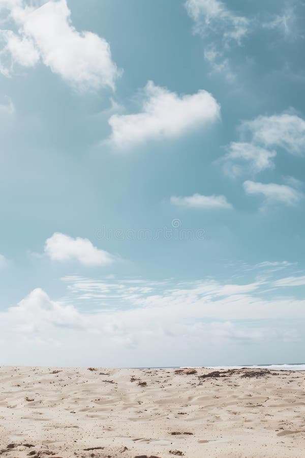 White Clouds Over Sandy Beach Generated Using AI. Stock Illustration ...
