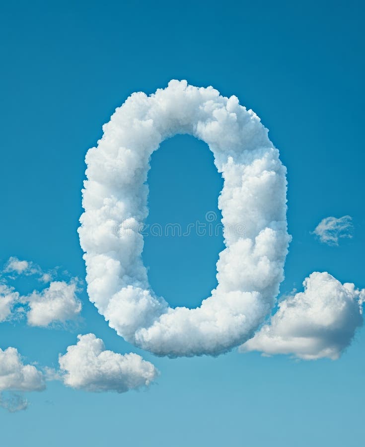 White Clouds in the Thin Strokes in the Form of the Number 0 Zero Stock ...