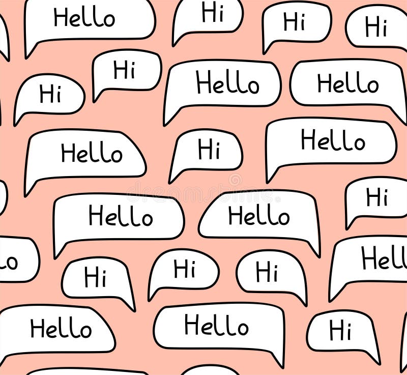Hello, English, Seamless Pattern, Pink, Vector Stock Vector ...