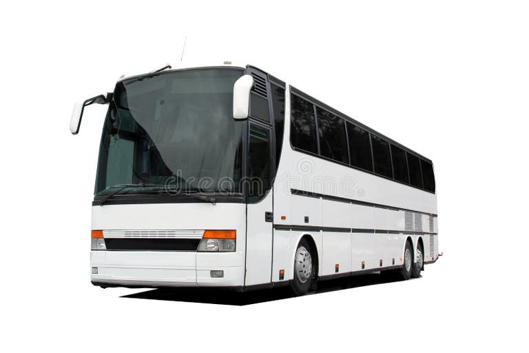 White Coach Bus Isolated Over White Stock Image - Image of exploration ...