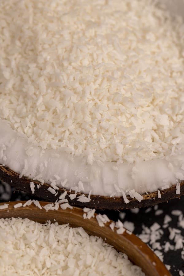 White Coconut Pulp and Dried Coconut Flakes Stock Image - Image of ...