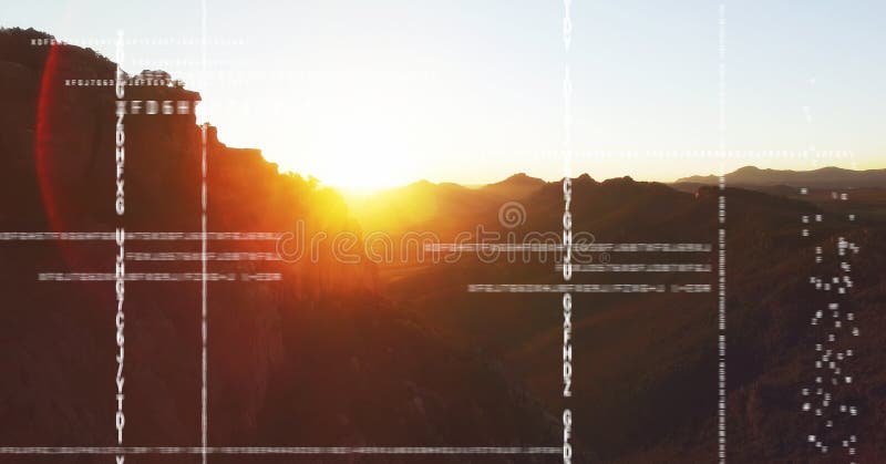 White Code Against Mountain and Sunset Stock Illustration ...