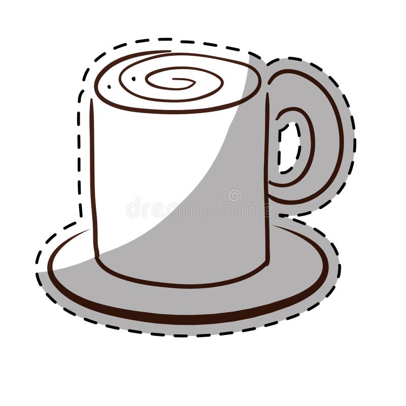White Coffe Cuppa with Saucer Icon Stock Illustration - Illustration of ...