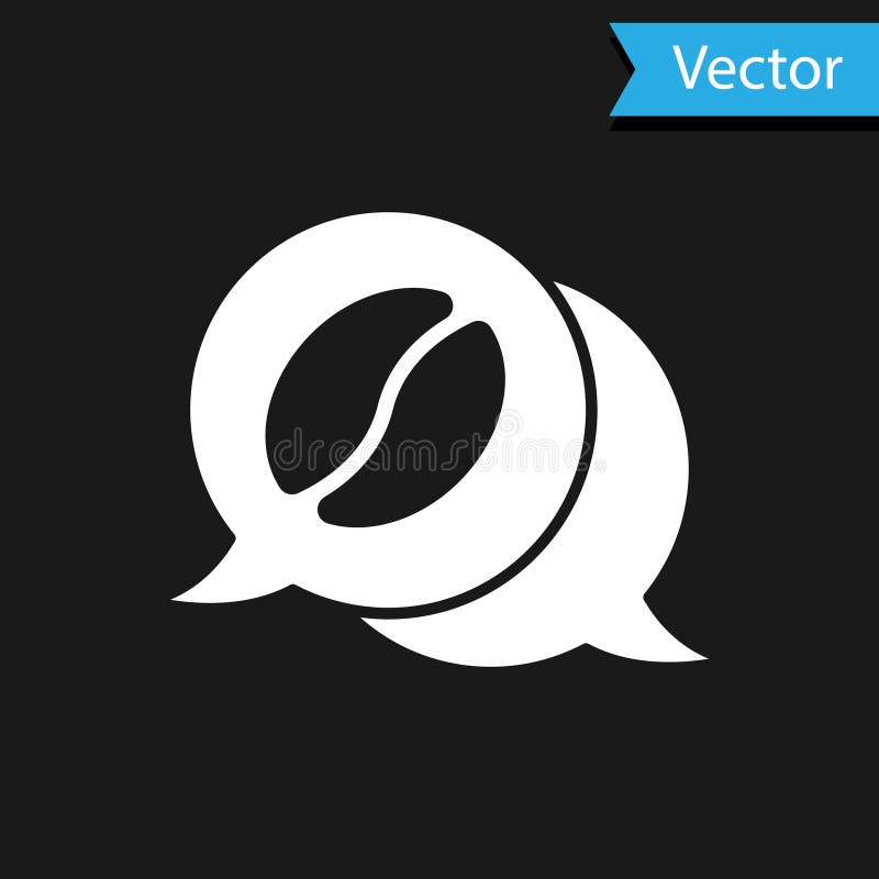White Coffee and Conversation Icon Isolated on Black Background. Coffee ...