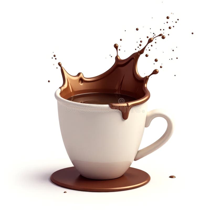 White Coffee Cup with Chocolate Drips on it Stock Photo - Image of ...