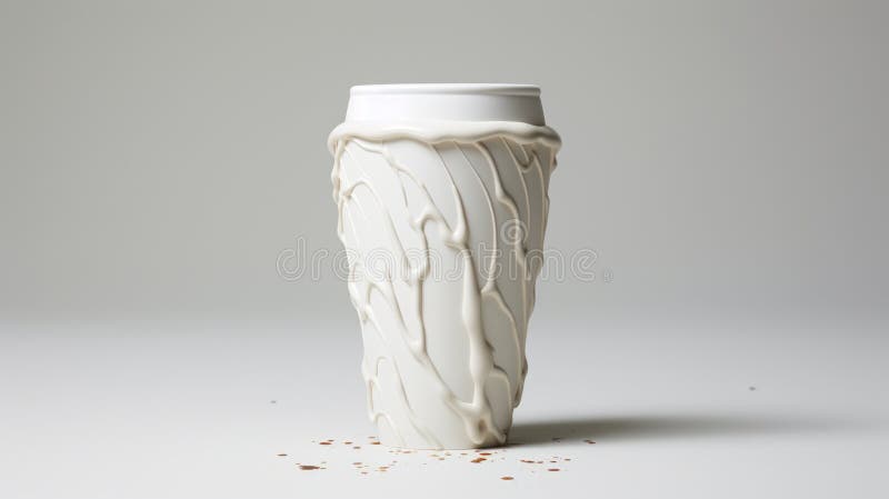 Hyper-realistic Sculpture: Organic Chaos in a White Dripping Coffee Cup ...