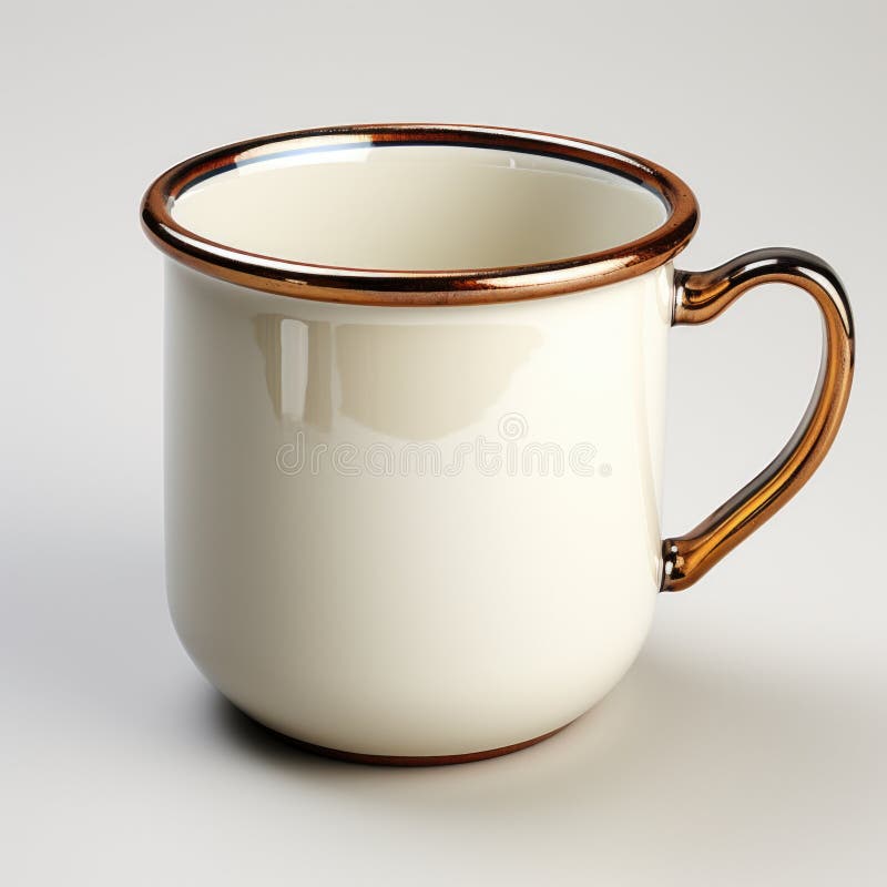 A White Coffee Cup with a Gold Rim Stock Image - Image of heat, single ...