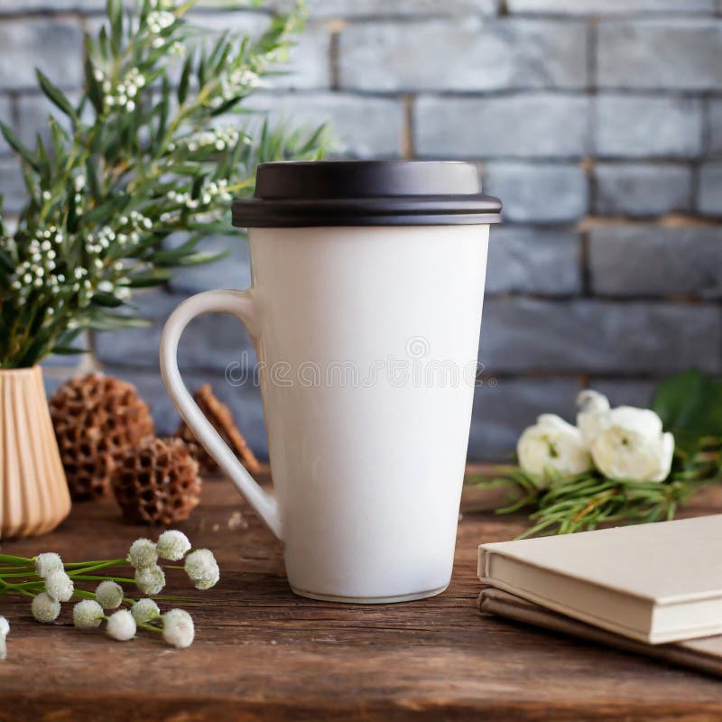 A White Coffee Cup Mockup with Space. Stock Illustration - Illustration ...