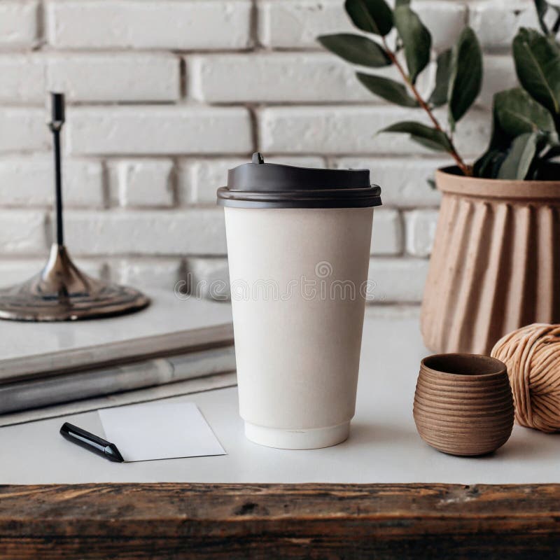 A White Coffee Cup Mockup with Space. Stock Illustration - Illustration ...