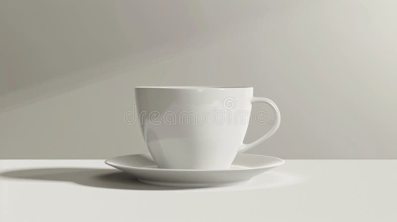 White Coffee Cup and Saucer on Neutral Background, Generative AI Stock ...