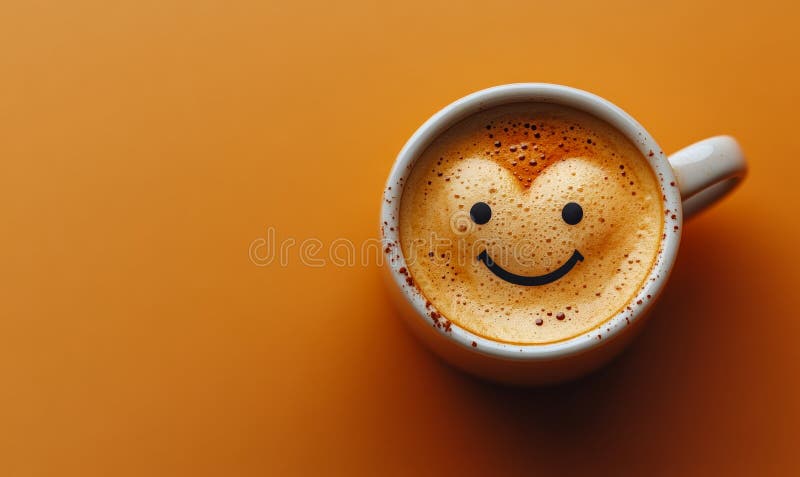 A White Coffee Cup with a Smiling Face Drawn on it Stock Image - Image ...