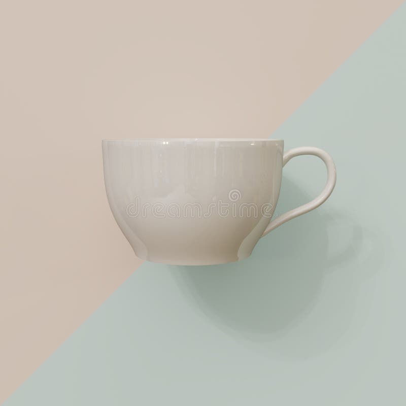 White Coffee Cup on Two Tone Pastel Color Stock Illustration ...