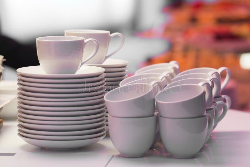 White Coffee Cups Ready To Use Stock Image - Image of cups, washed ...