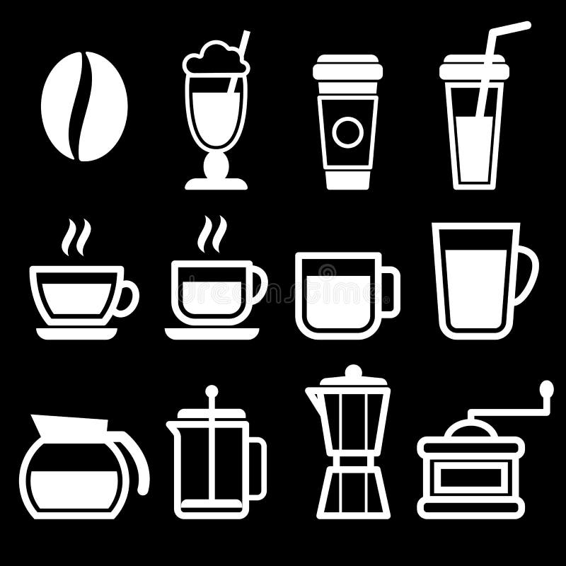 White Coffee Drinks Icons stock vector. Illustration of symbol - 37465987