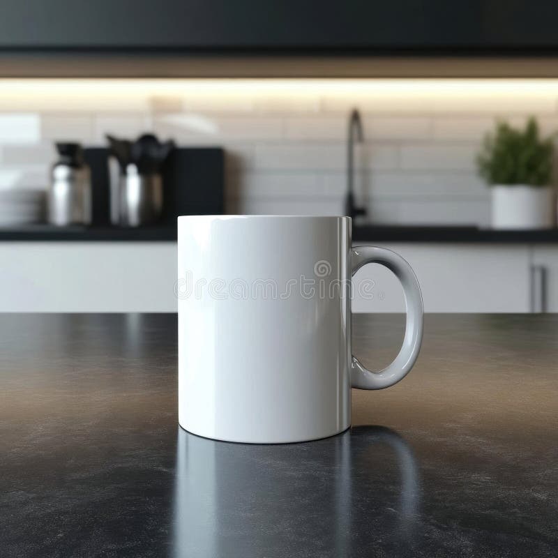 White Coffee Mug on Kitchen Countertop Stock Illustration ...