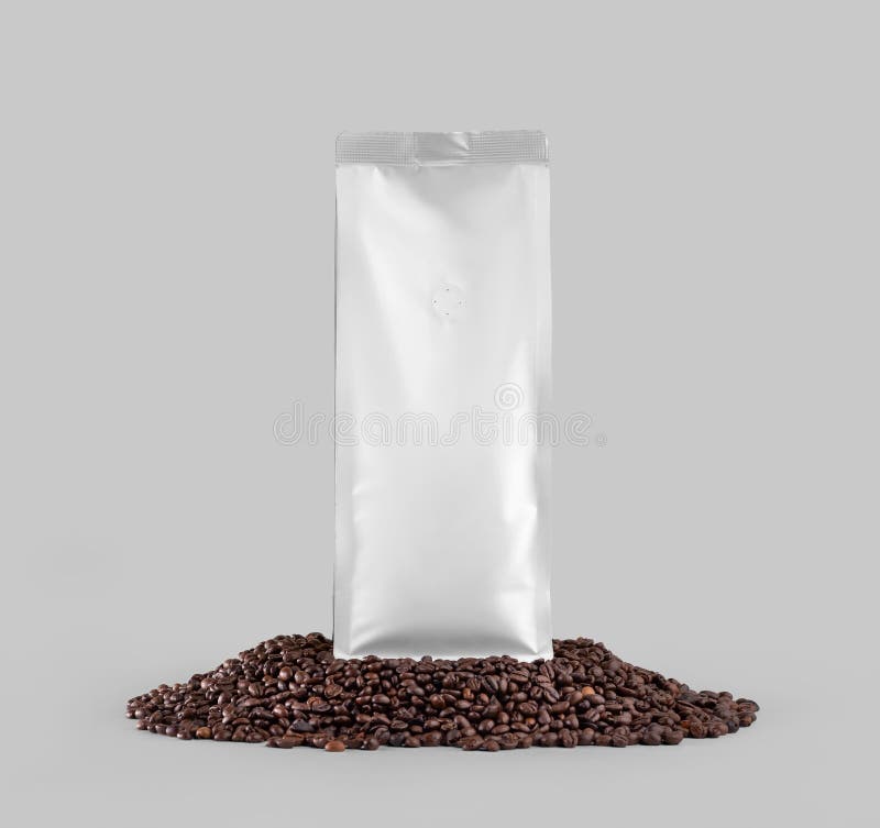 White Coffee Pouch Mockup, Diagonal Packaging Presentation, Top View ...