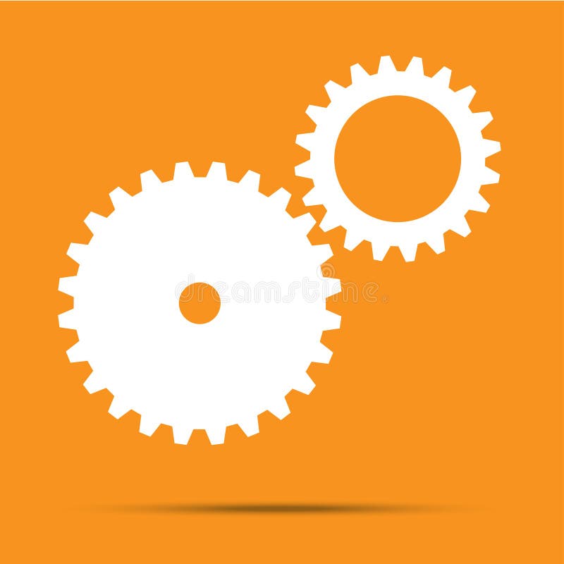 White Cogwheels Icon. Flat Design Vector Element. Gears Illustration ...