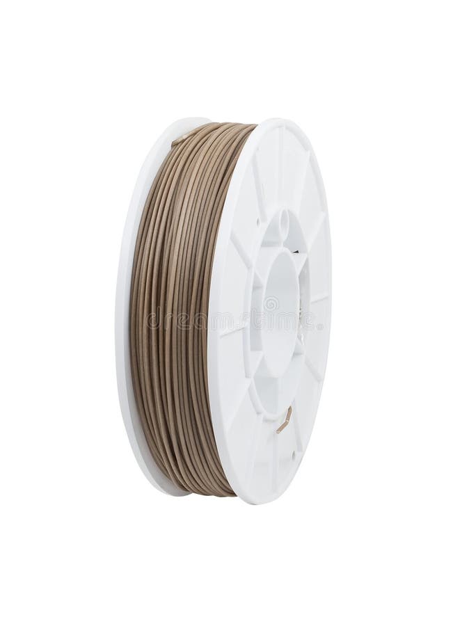 White Coil with Brown Plastic for 3D Printing Insulated on White ...