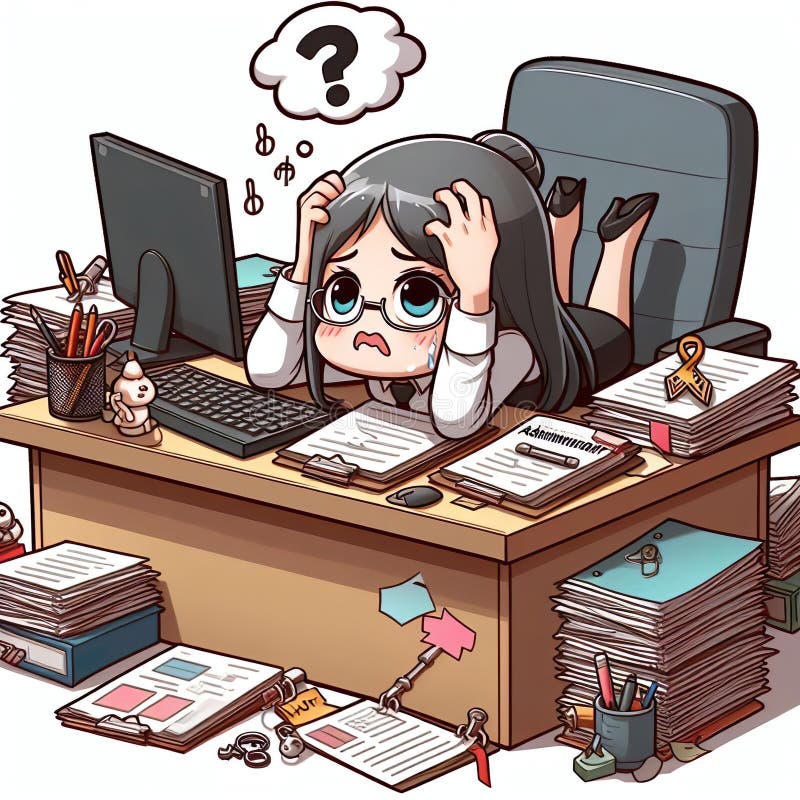 White-collar Worker Overstrained with Modern Technology Stock ...