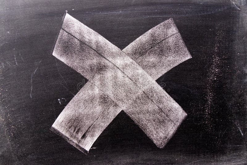 White Chalk Hand Drawing in Cross or X Shape on Blackboard Background ...