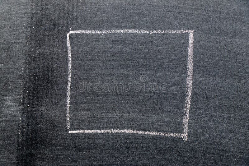 White Chalk Hand Drawing in Square Shape on Black Board Background ...