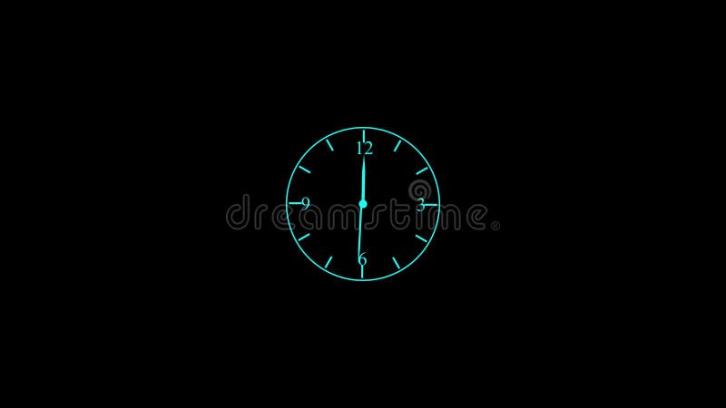 White Color Clock Icon Animation on Black Background. Analog Clock ...
