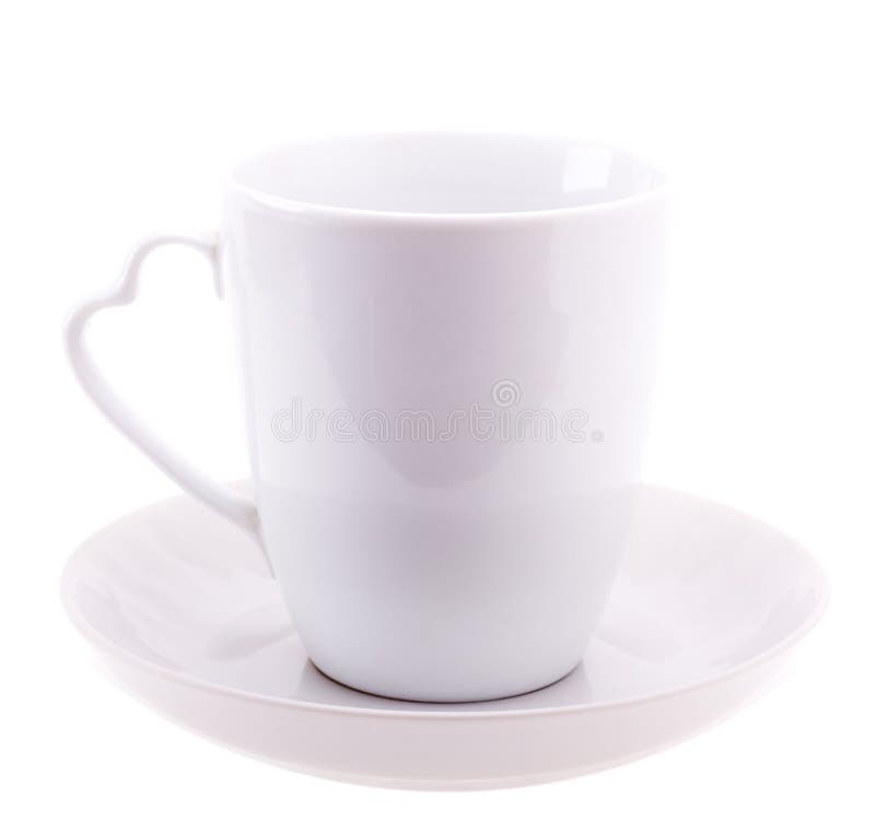White Color Cup on Plate stock photo. Image of handle - 37034074