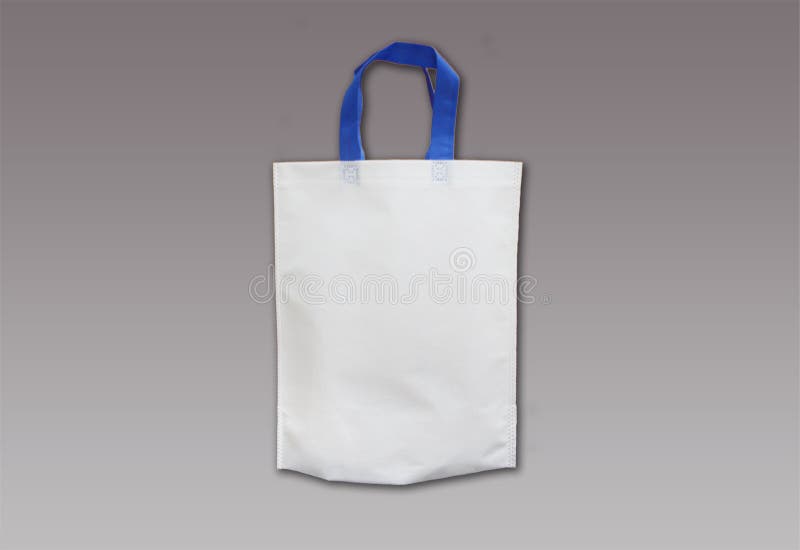 White Color Eco Bag with Blue Handle Stock Image - Image of white ...