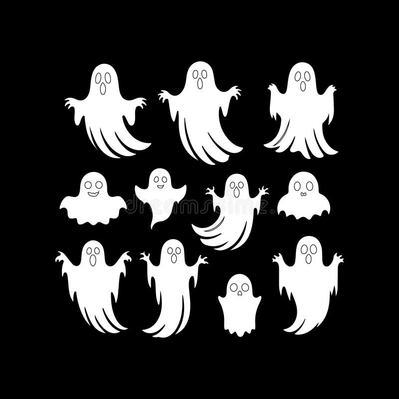 White Color Ghost Icon Collection Stock Illustration - Illustration of ...