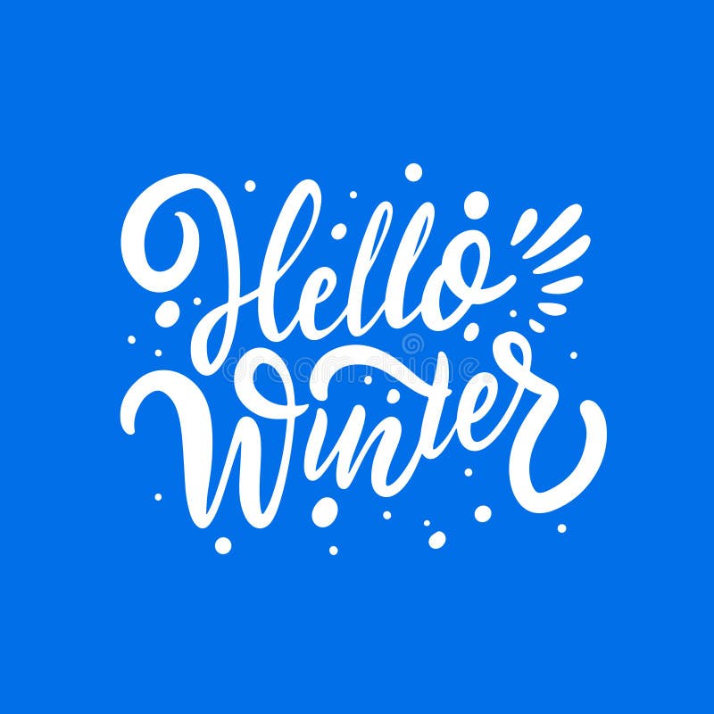 Hello Winter Sign and Red Fox Cartoon Style. Hand Drawn Vector Holiday ...