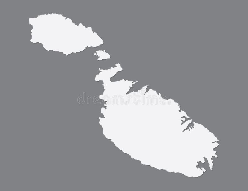 White Color Malta Map Vector with Single Border on Dark Background ...