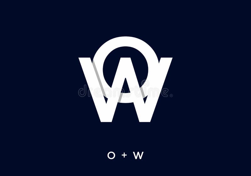 White Color of OW Initial Letter Stock Vector - Illustration of font ...