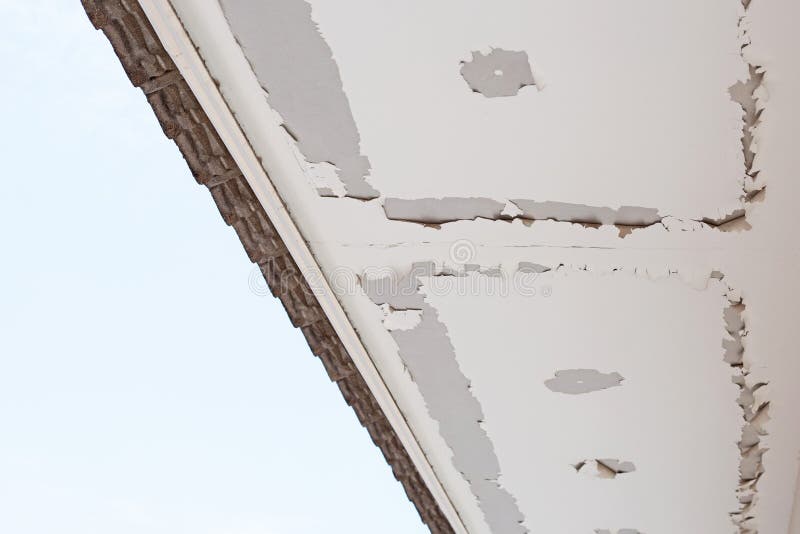 White Color Paint Peeling Off on Ceiling House. Stock Image - Image of ...