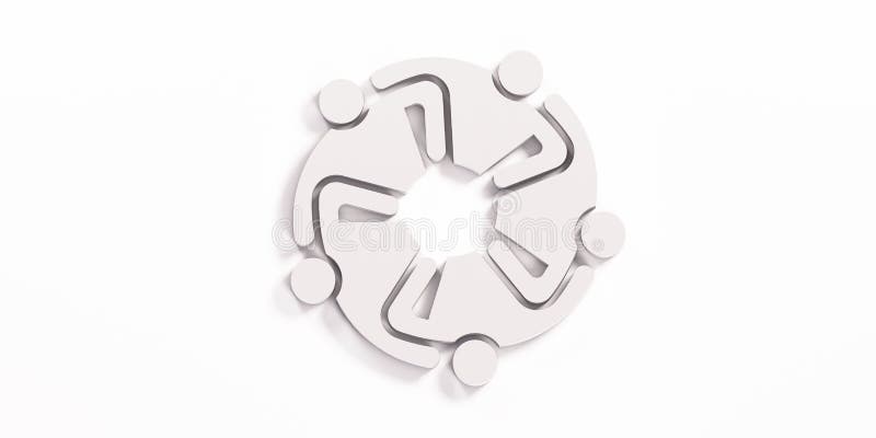 White Color People Teamwork. 3D Render Illustration Stock Illustration ...