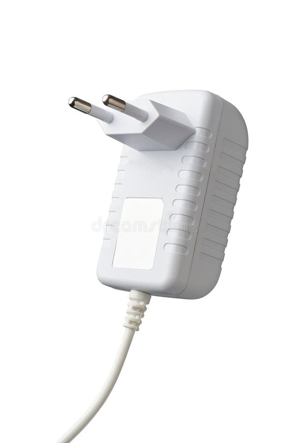 Two Pin Ac Power Adapter Isolated White Stock Image - Image of neutral ...