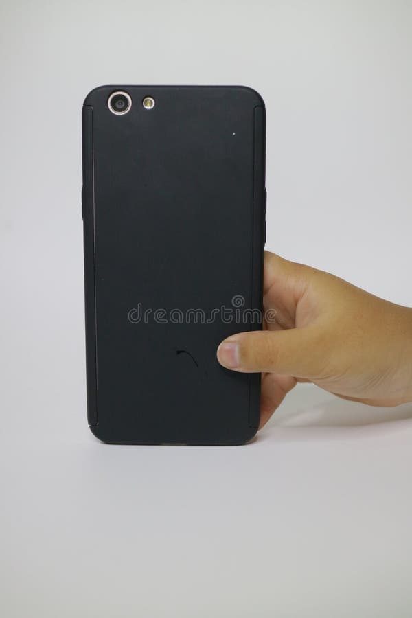 White Color of Smartphone with Black Case Stock Image - Image of cell ...