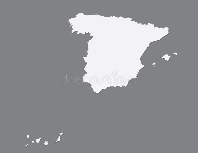 Spain Map Vector Illustration Using Simple Straight Lines of White ...