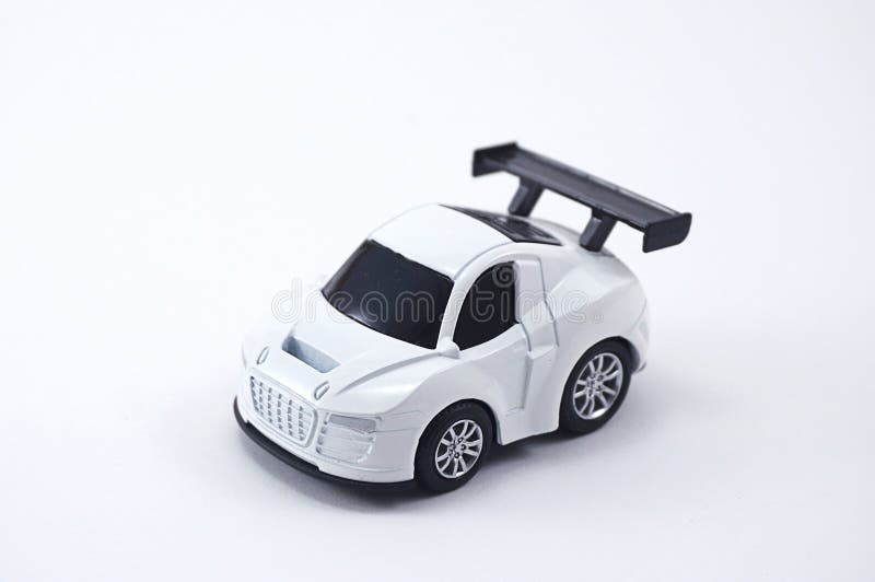 White Color Toy Car Isolated Stock Photo - Image of diminutive ...