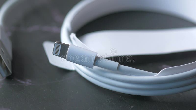 White Color USB Cable for Smartphone Stock Footage - Video of connector ...