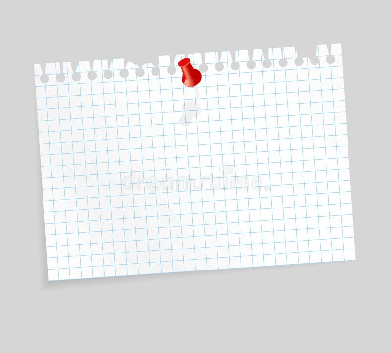 White Colored Checkered Scrap of Paper with Pin Needle Stock Vector ...