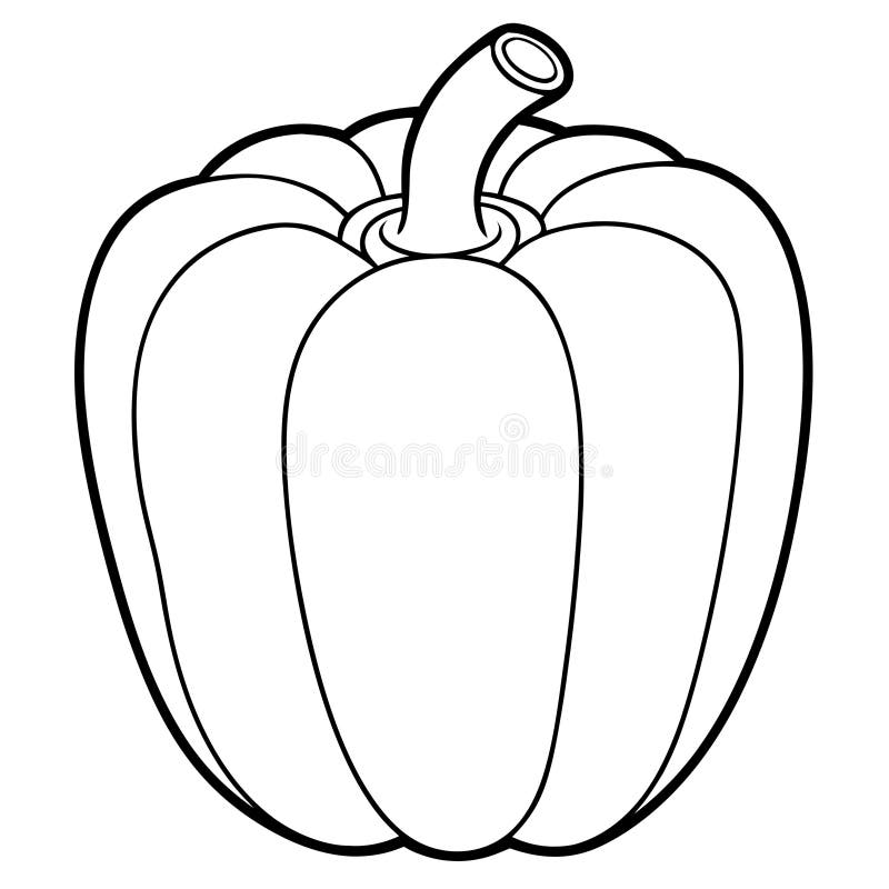 A White Colored Drawing of a Pepper Stock Image - Illustration of ...