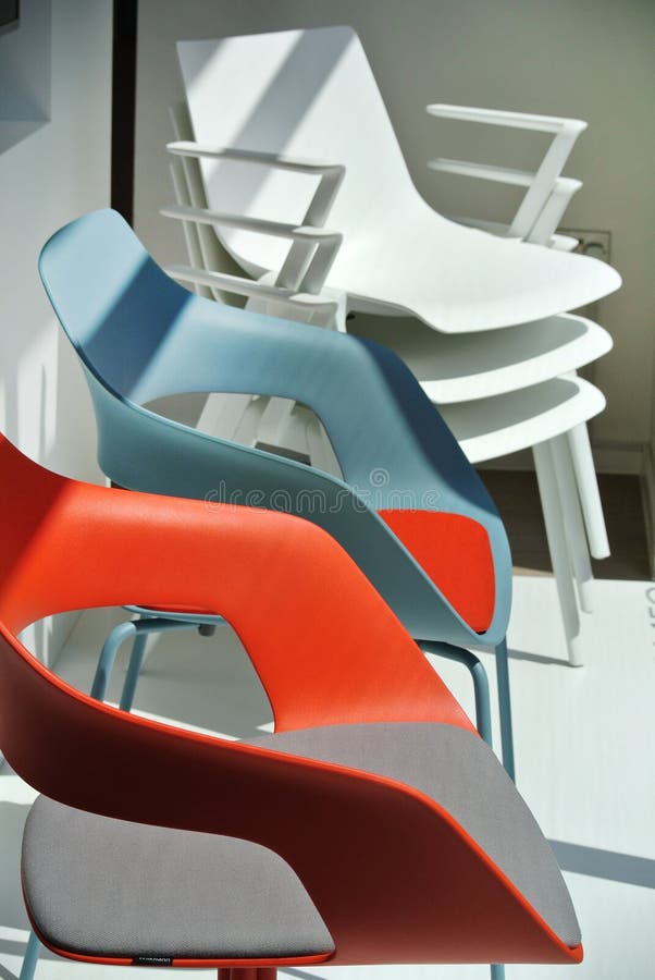Colored Plastic Chairs Detail Stock Photo - Image of blue, style: 119502370
