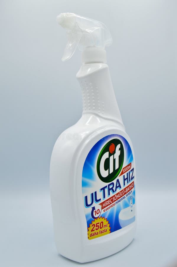 White Colored Plastic Spray Cif Detergent Bottle. Cosmetic, Cif ...